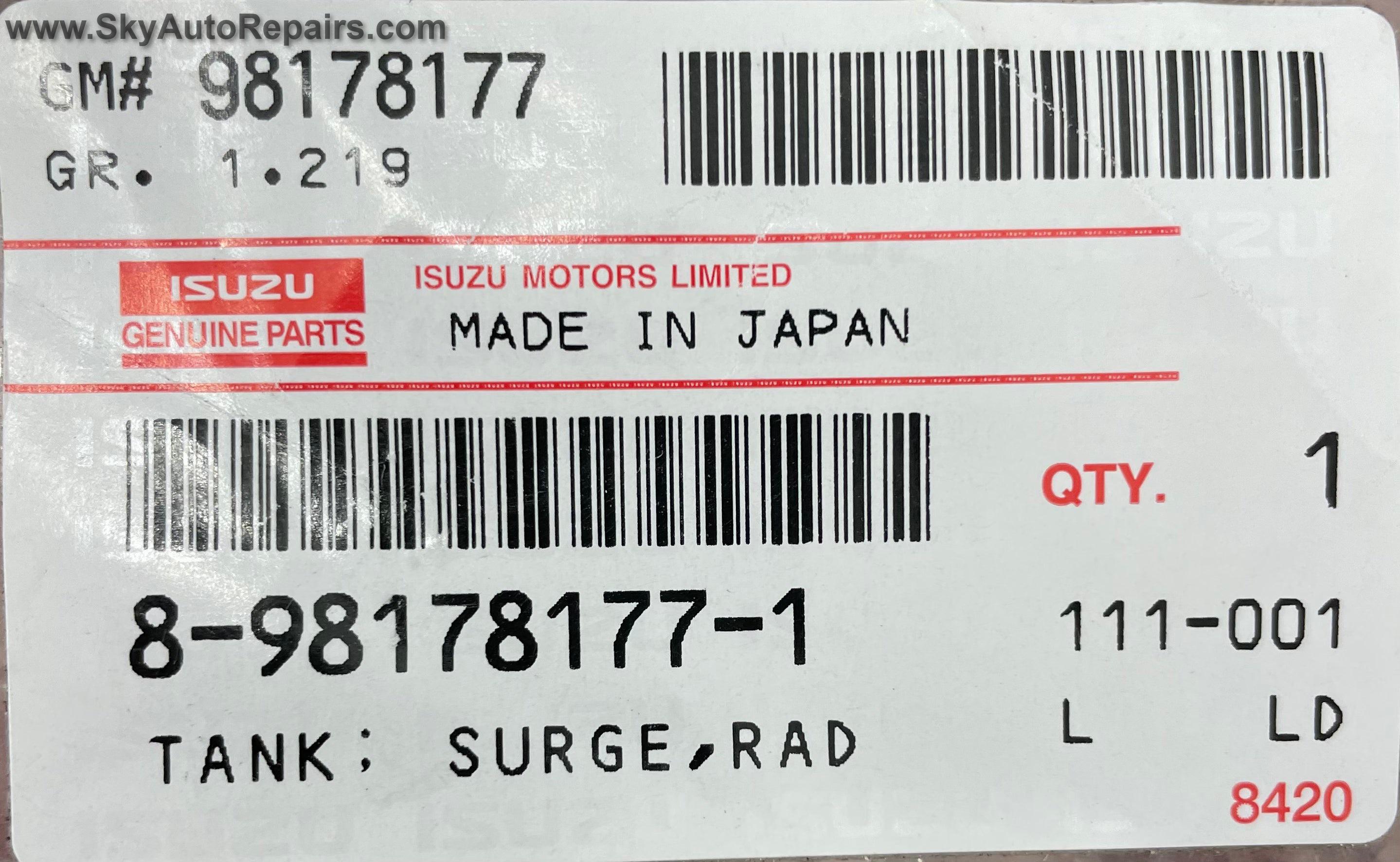 Isuzu Radiator Surge Tank (98178177) - JDM Parts Oahu, Kaimuki ...